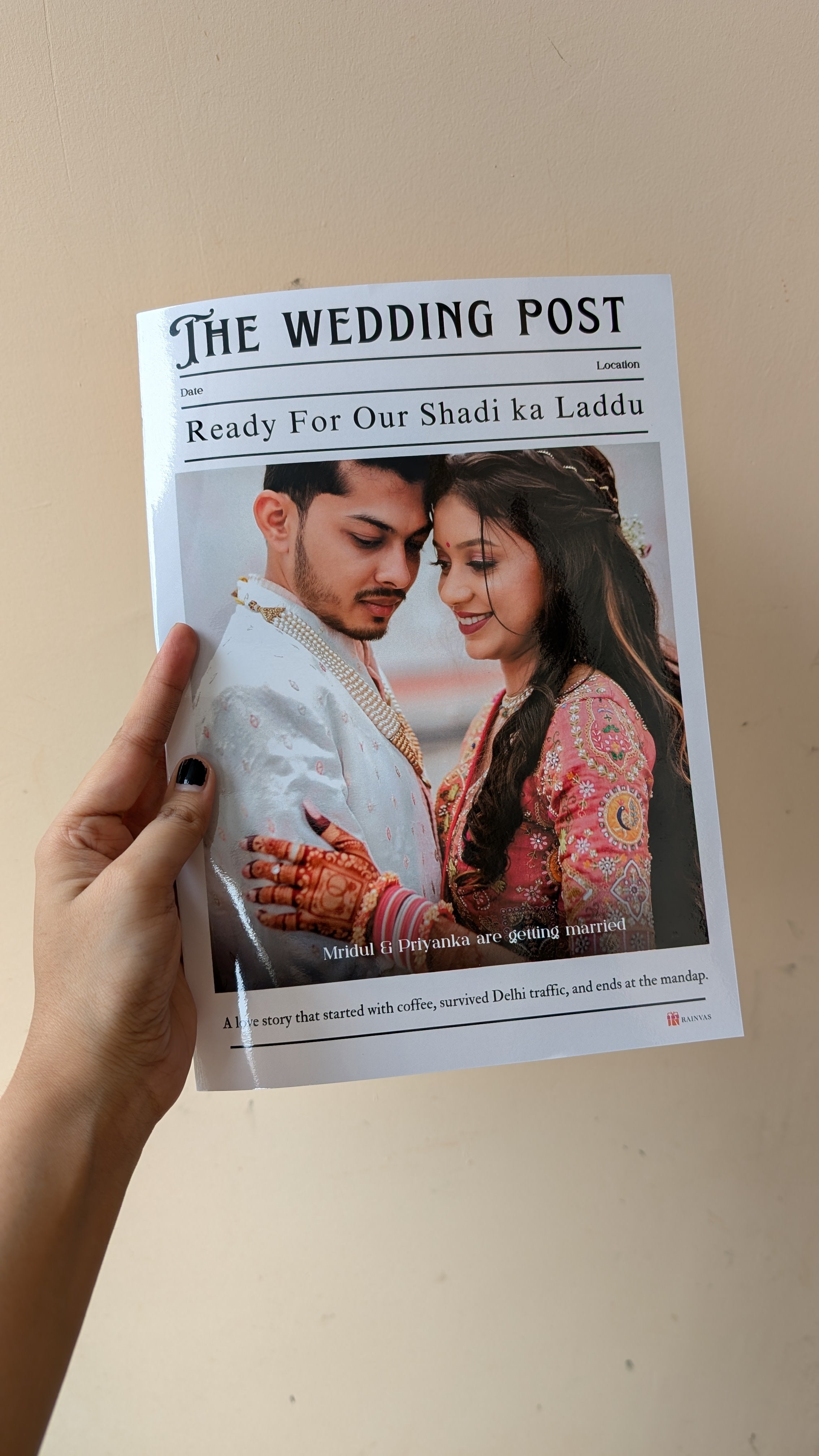 Personalized with headlines & photos wedding invite newspaper – Rainvas