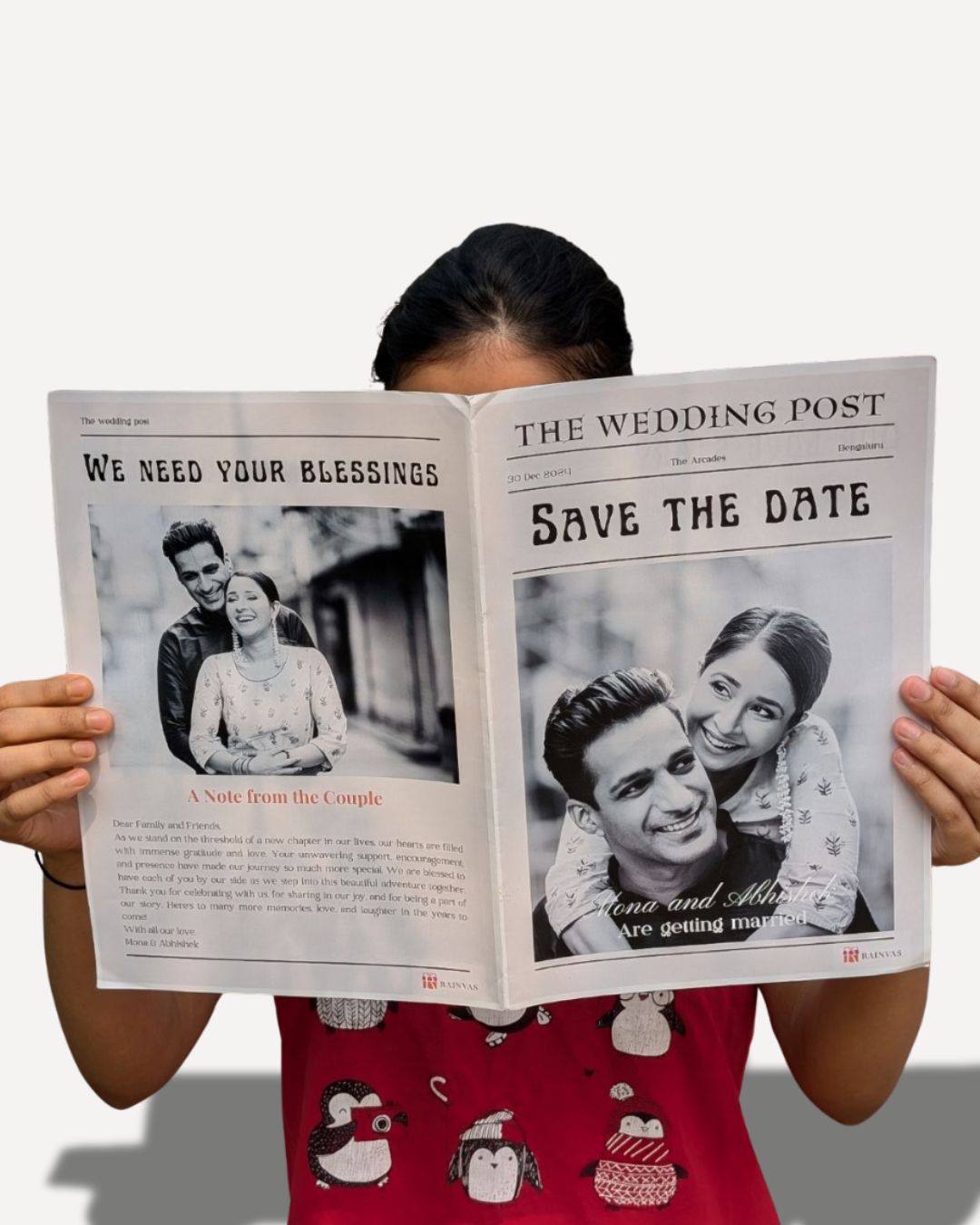 Personalized with headlines & photos wedding invite newspaper – Rainvas