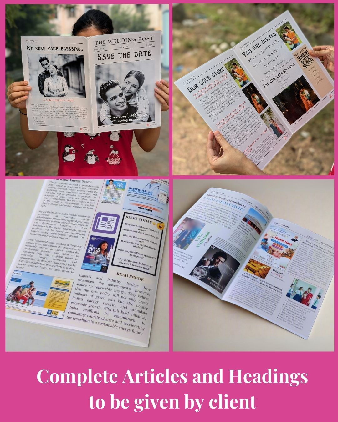 Personalized with headlines & photos wedding invite newspaper – Rainvas